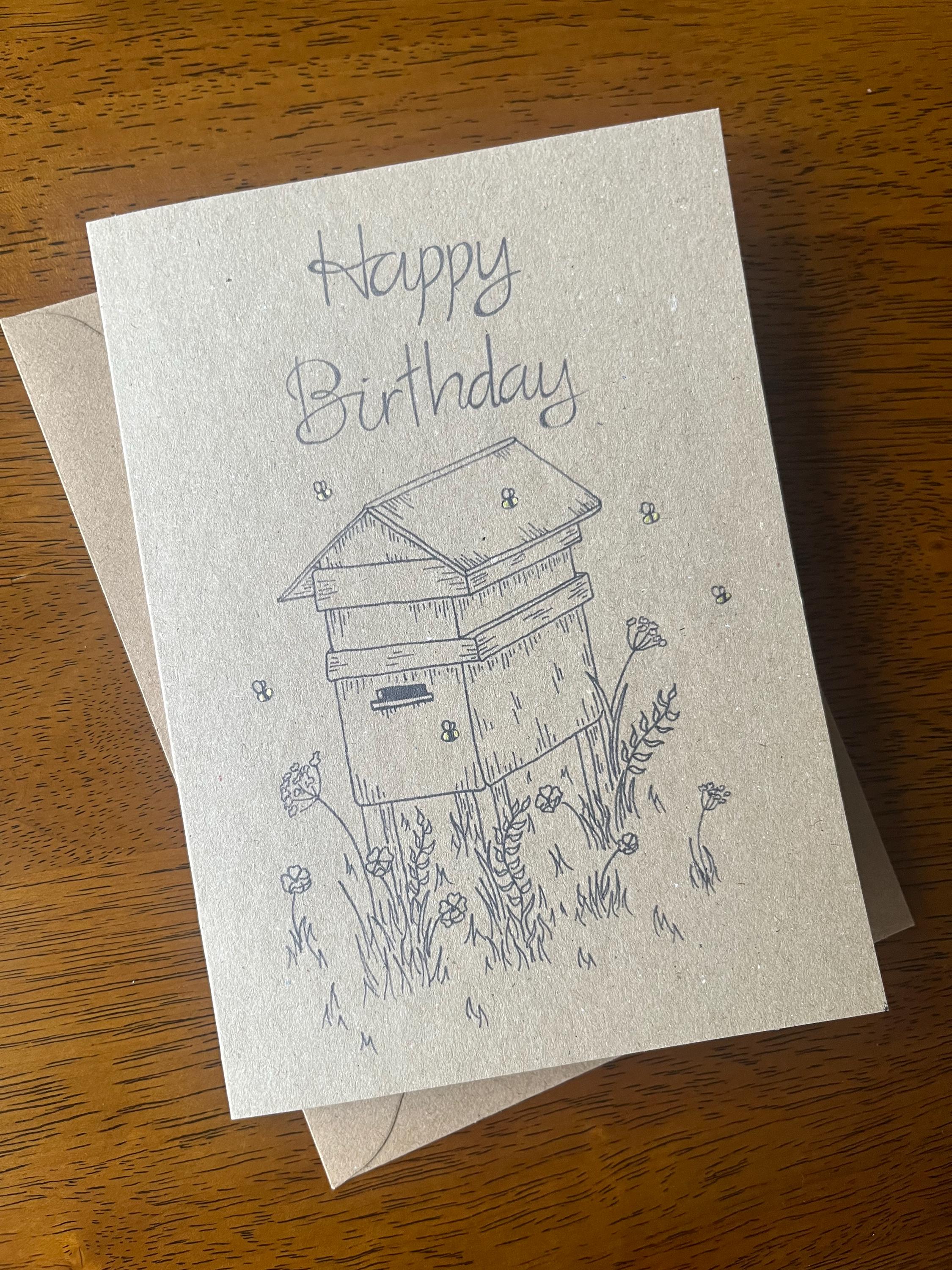 Beehive With Golden Bees Card, Homemade and Personalisation Available ...