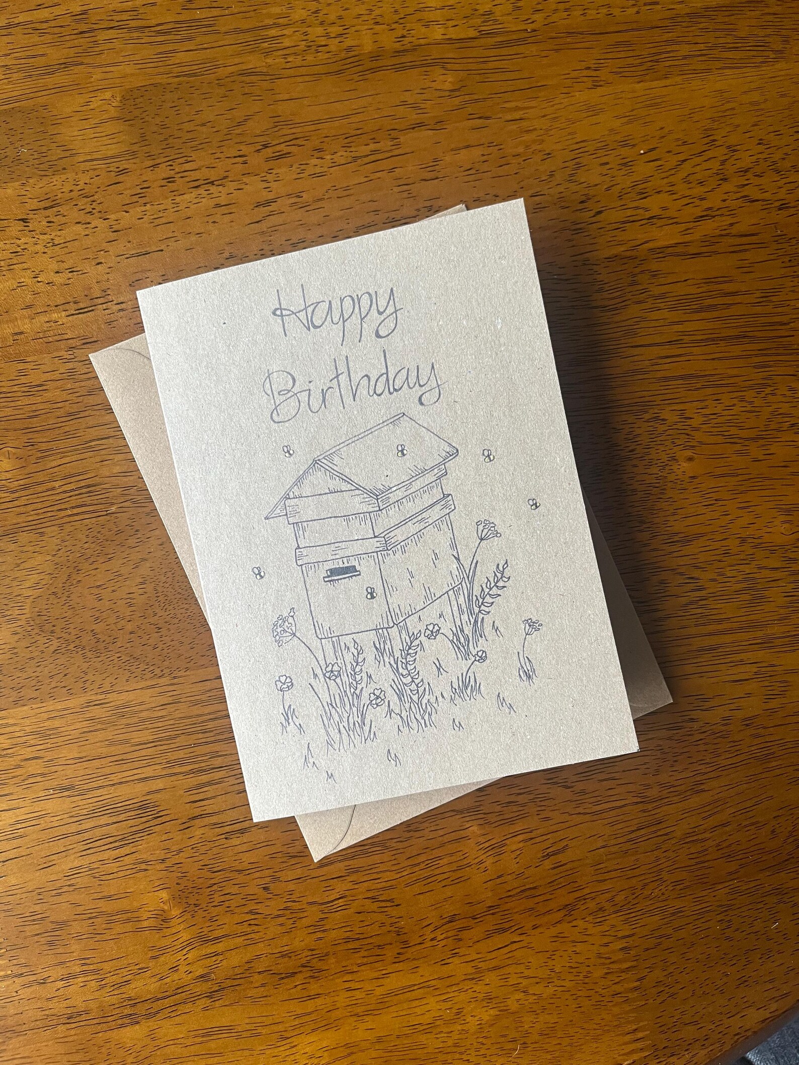 Beehive With Golden Bees Card, Homemade and Personalisation Available ...