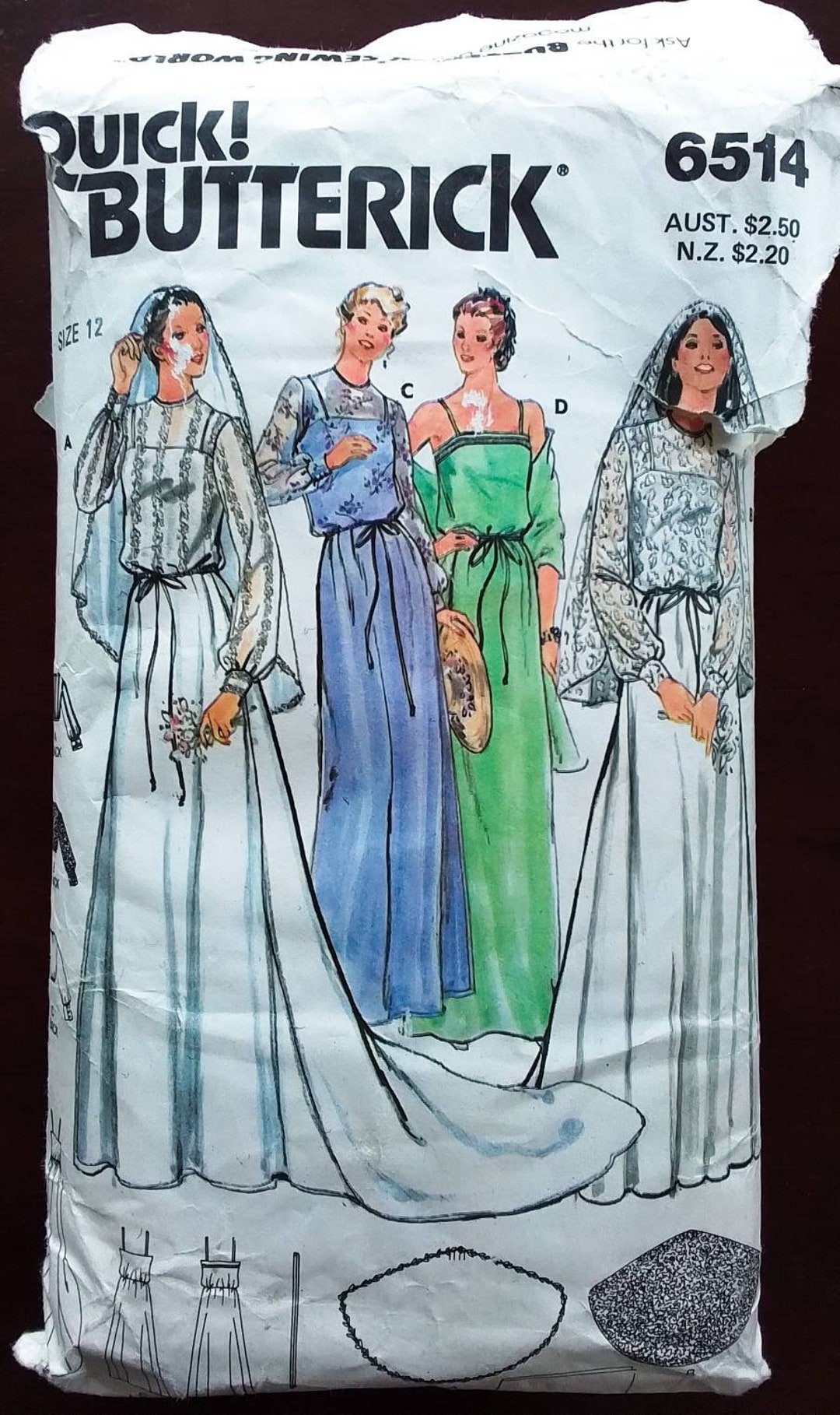 Vintage Sewing Pattern: Quick! Butterick 6514 - Misses' Bridal Gown ...