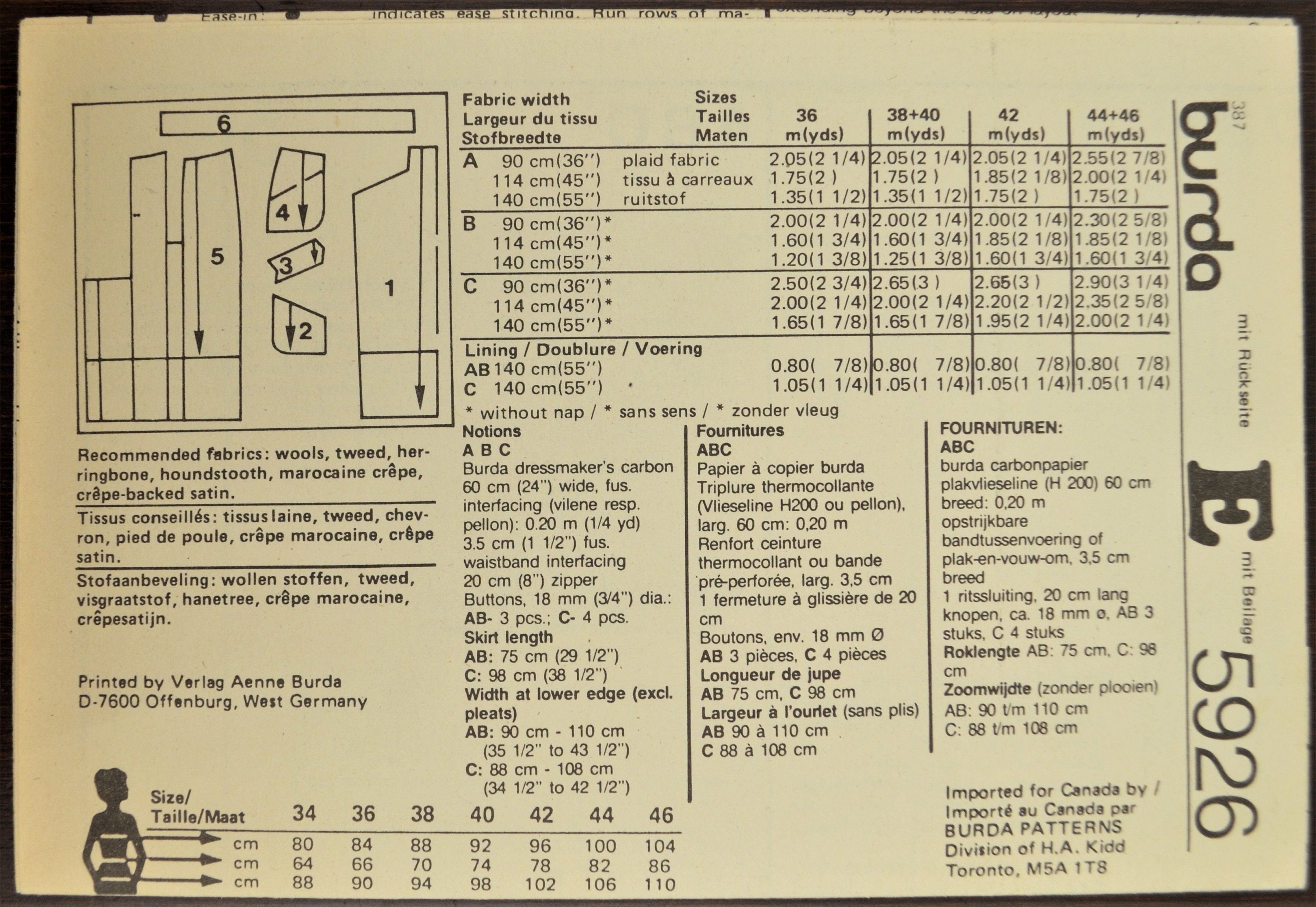 Vintage Sewing Pattern: Burda 5926, Sizes 10 20 - Etsy