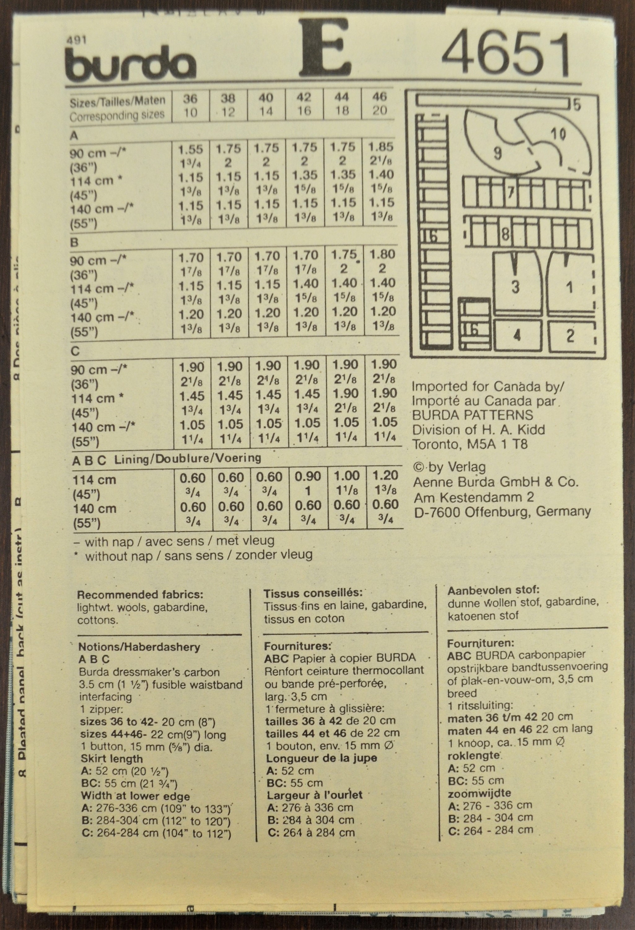 Vintage Sewing Pattern: Burda 4651, Size 10 20 - Etsy