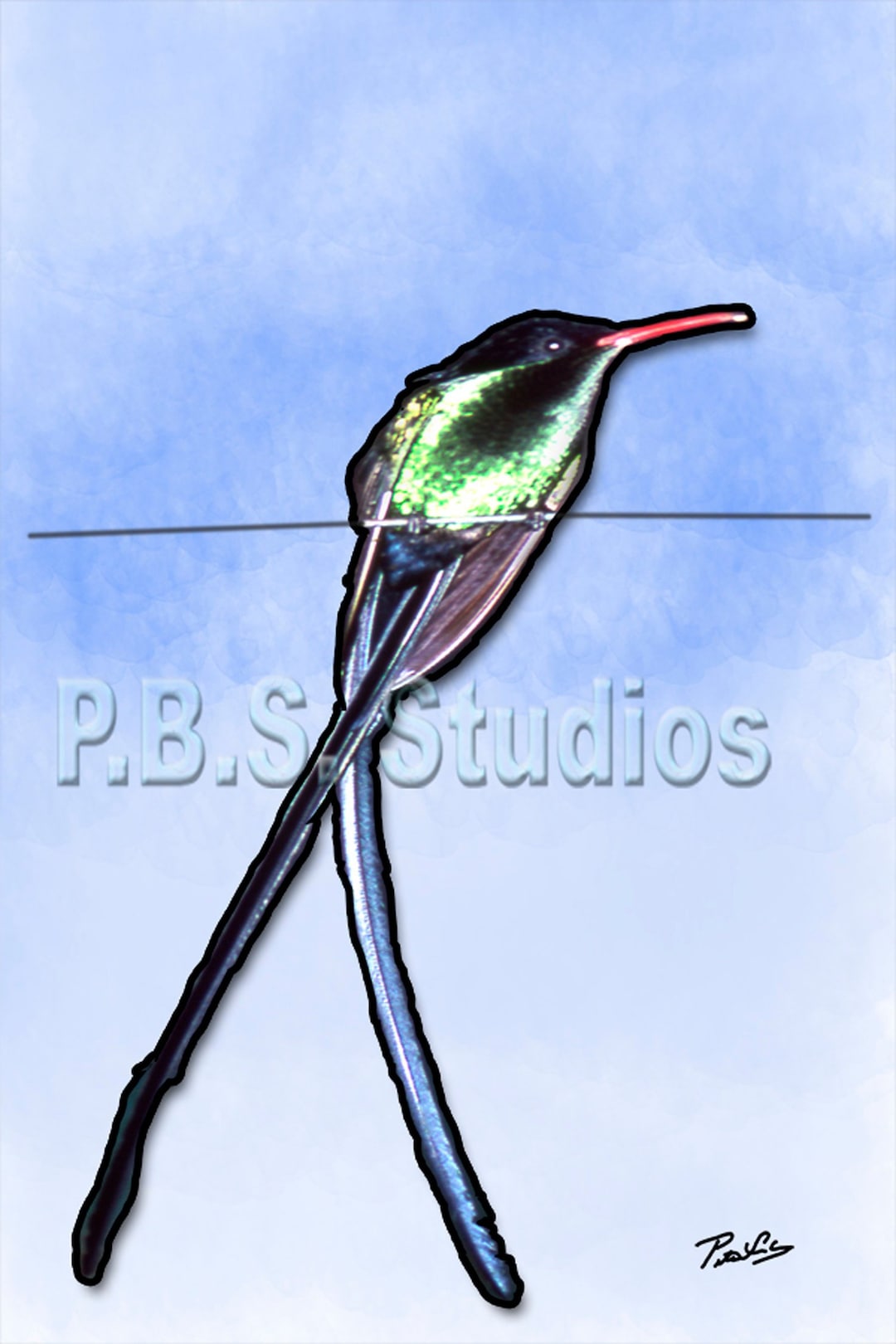Jamaican Doctor Bird - Digital Photo-painting Print - Matted Digital ...