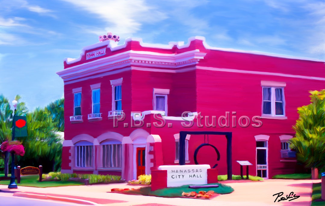 Manassas, City Hall - Digital Photo-painting Print - Matted Digital ...