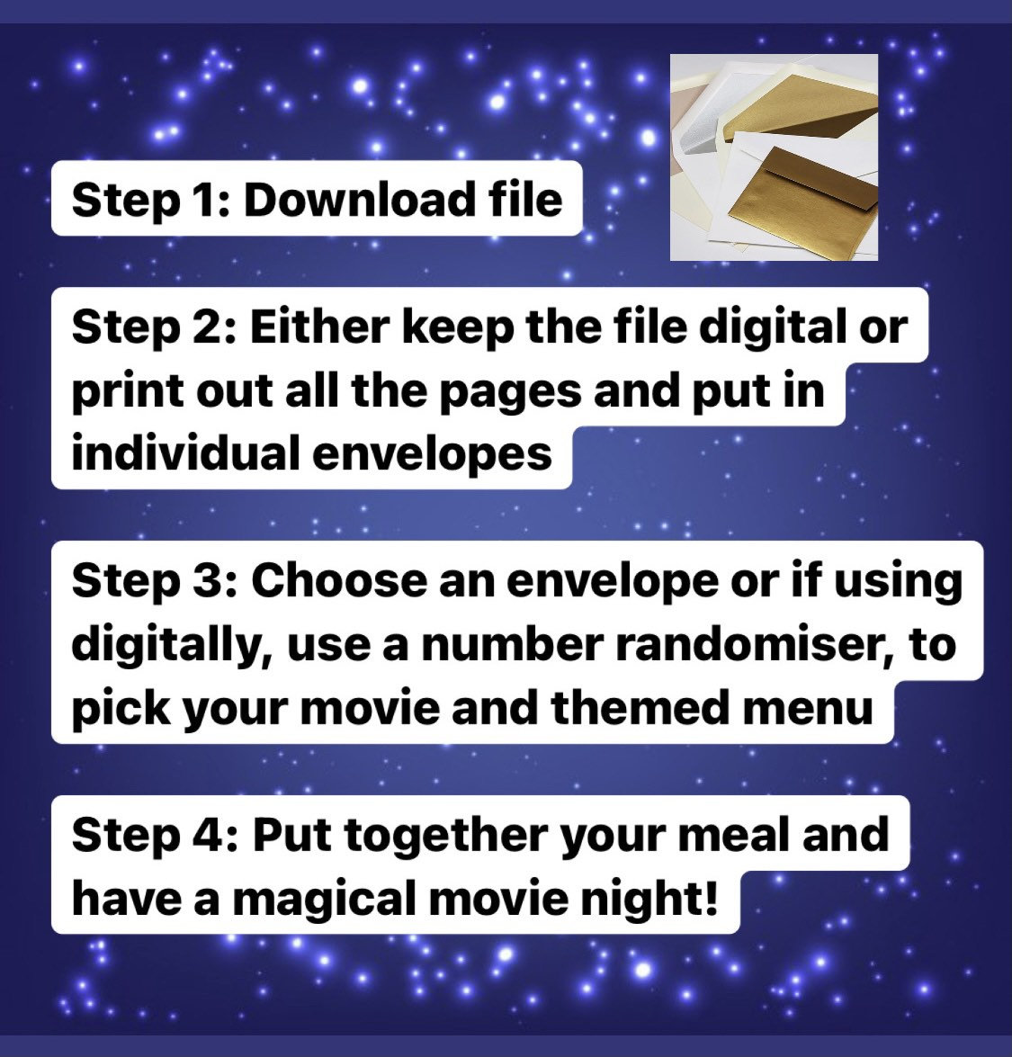 Magical Menu and Movie Night Digital Document All 24 Cards Included ...