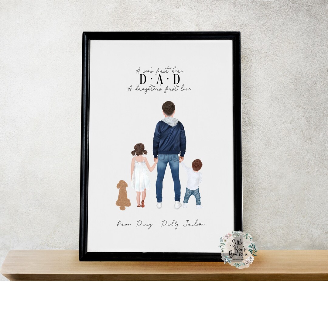 FATHERS DAY Family Portrait Illustration Print - Gift for Dad | Gift ...