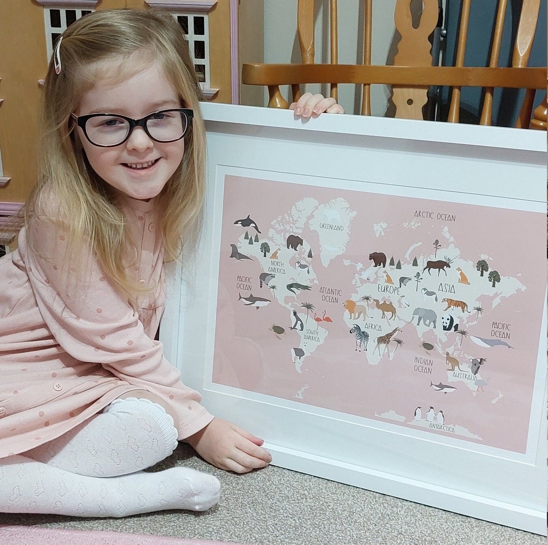 KIDS WORLD MAP | Kids Map Poster, Kids Bedroom Wall Art, Wall Hanging ...