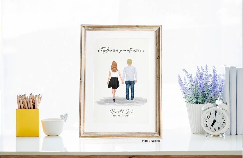 FRAMED COUPLE PORTRAIT Custom A5/A4/A3 Print Gift Birthday - Etsy UK
