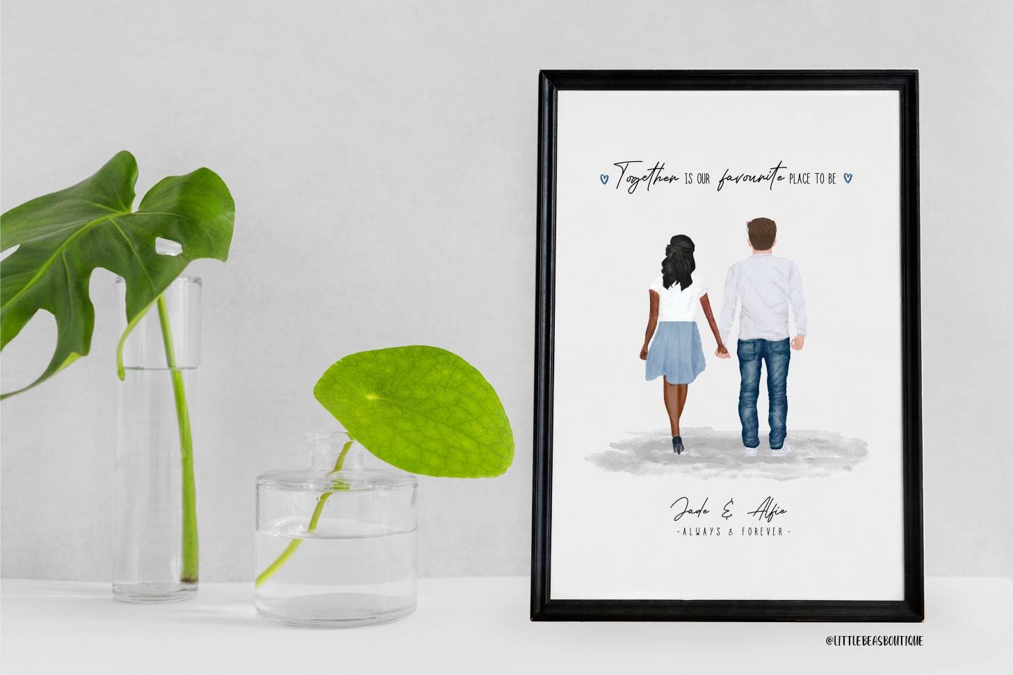 FRAMED COUPLE PORTRAIT Custom A5/A4/A3 Print Gift Birthday - Etsy UK