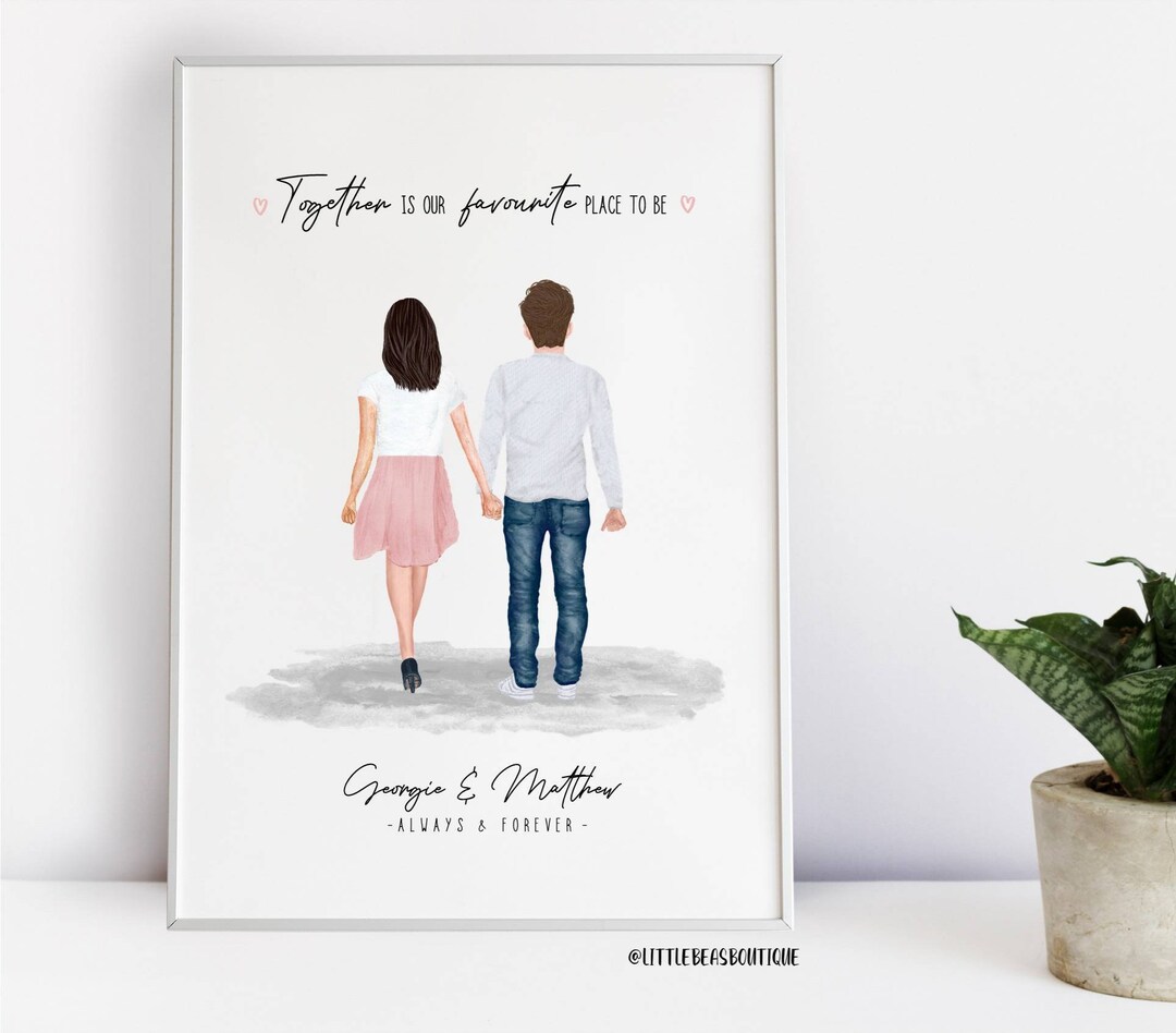 FRAMED COUPLE PORTRAIT Custom A5/A4/A3 Print Gift - Birthday Present ...
