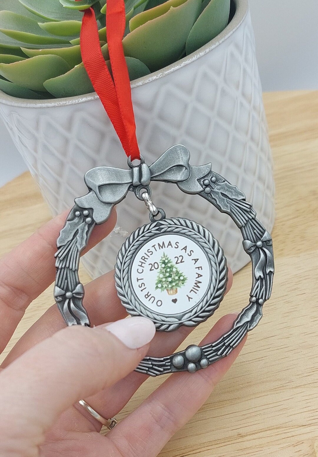 PERSONALISED METAL PHOTO Christmas Bauble Baby's 1st - Etsy