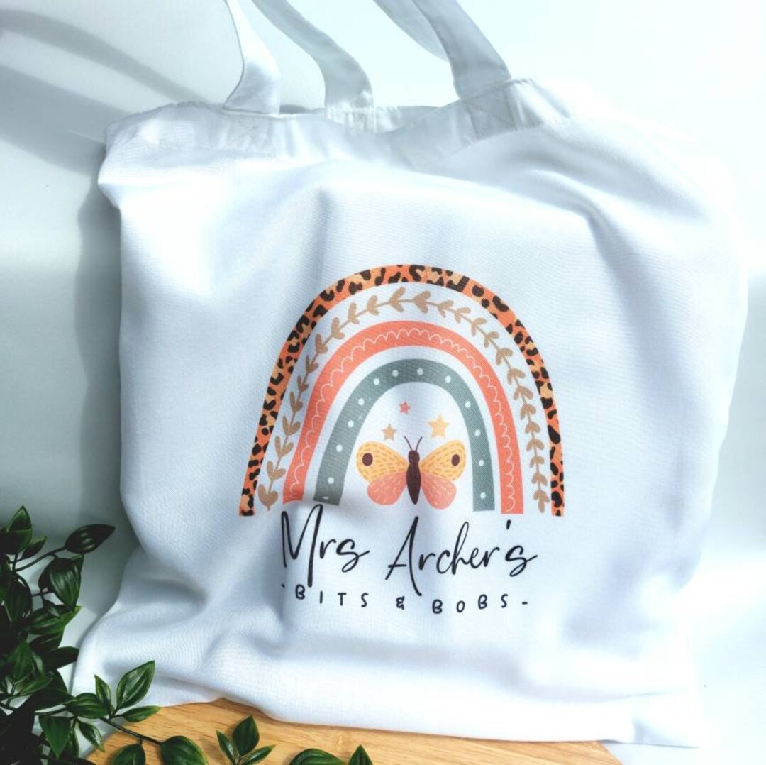 TEACHER TOTE BAG, Name Book Bag, Teachers Book Bag, Personalised Book ...