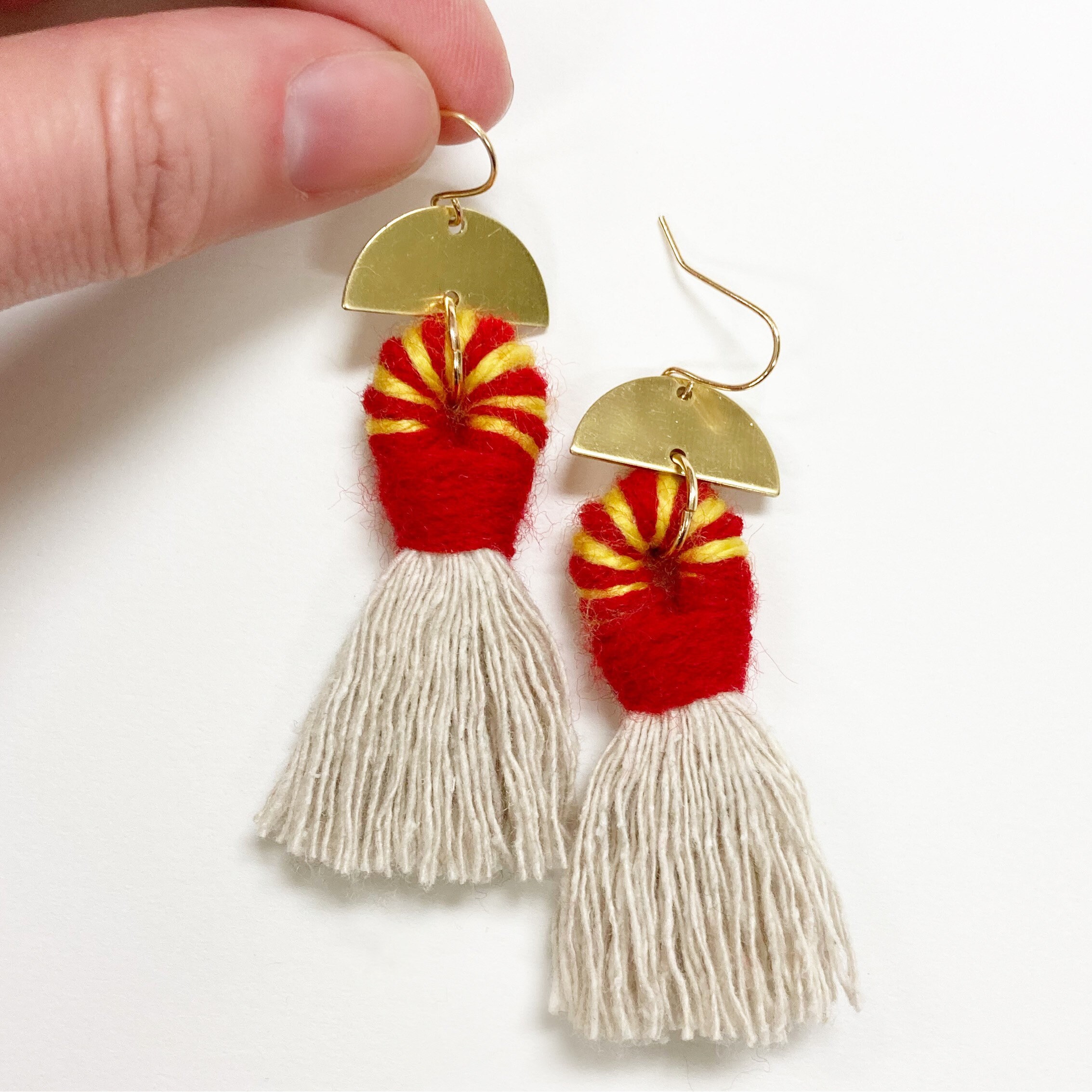 Brass Accent Tassel Earrings - Kansas City Chiefs Stripes - Etsy