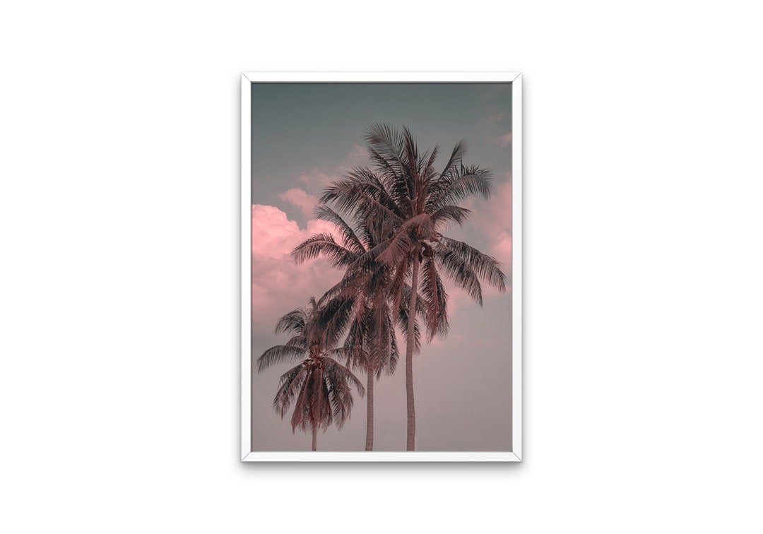 Printable - Palm Tree Poster - Pink Sunset Print - Beach Print - Palm ...