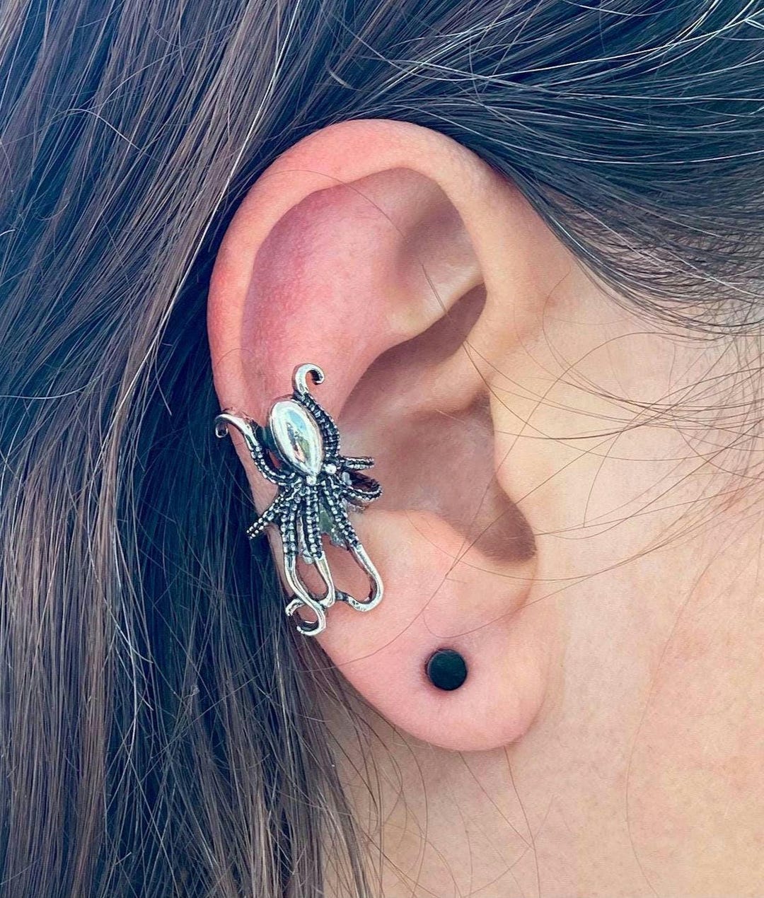 Octopus Ear Cuff Boyfriend Gift Anniversary Spain Silver Plated Steel ...