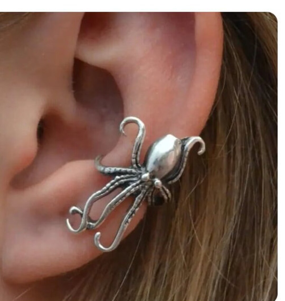 Octopus Ear Cuff Boyfriend Gift Anniversary Spain Silver Plated Steel ...