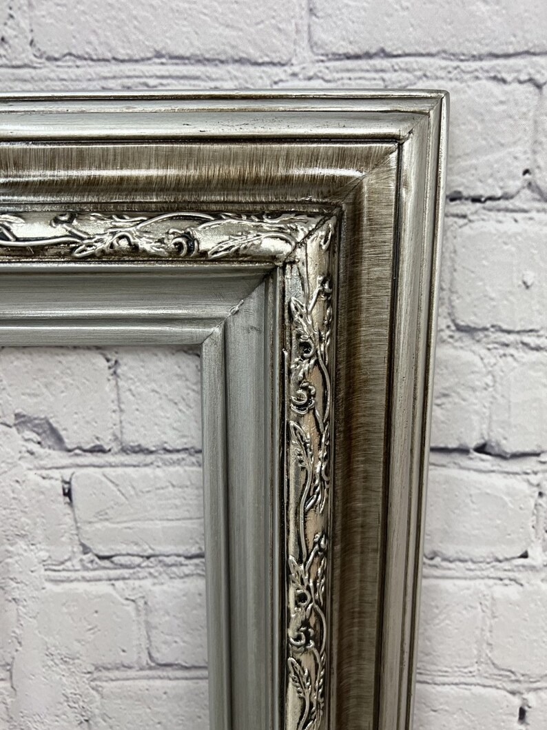 Classic Style Wood Picture Frame Brushed Silver Silver Leaf - Etsy