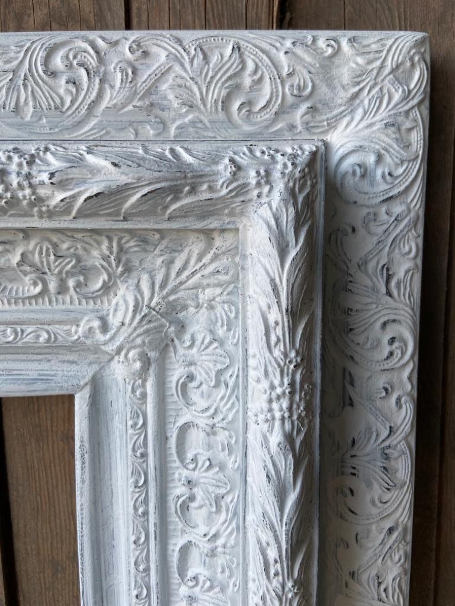 Baroque Victorian Ornate Wood Framedistressed White - Etsy