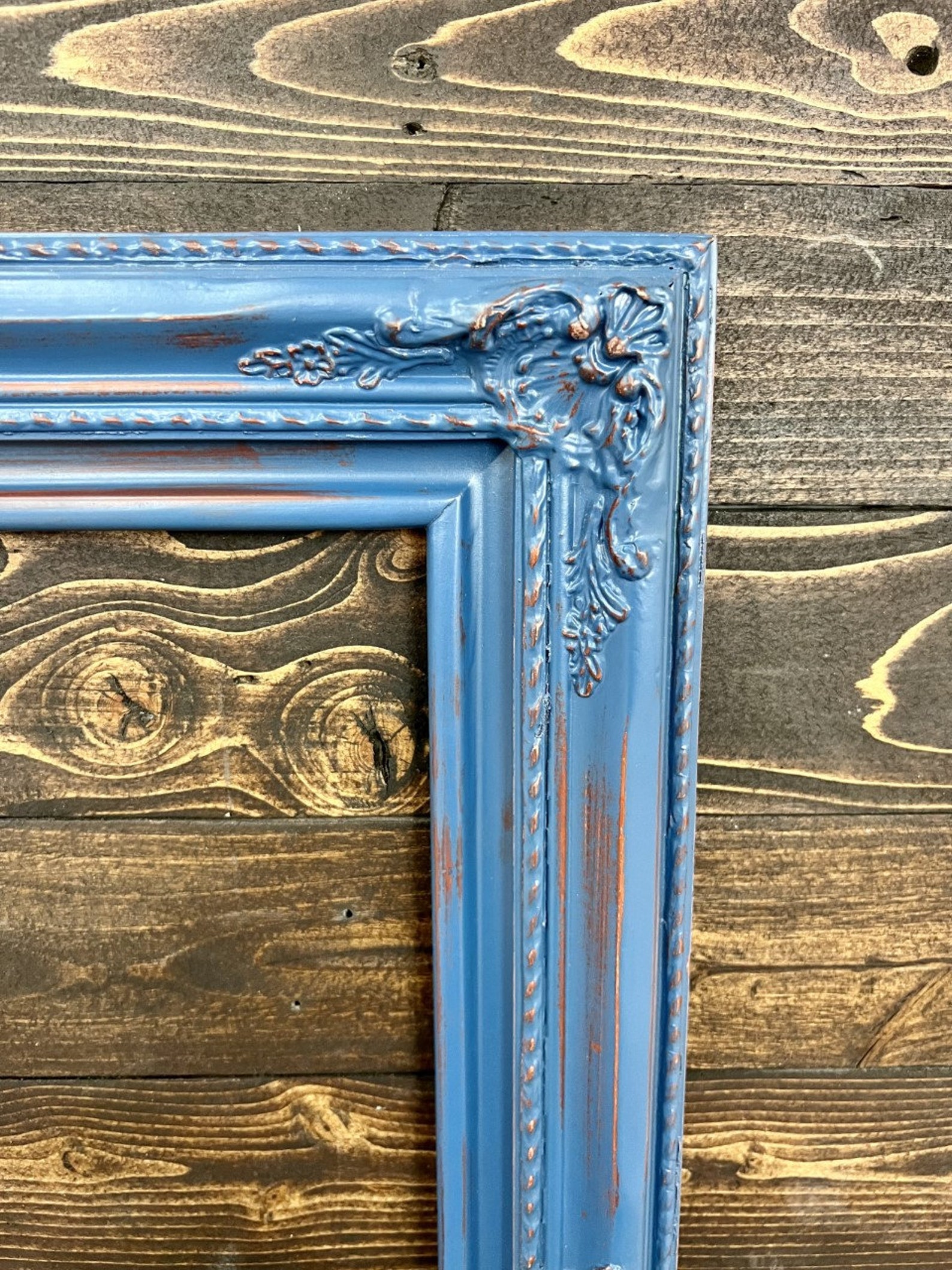 Classic Ornate Wood Picture Frameshabby Chic Blue Frame - Etsy