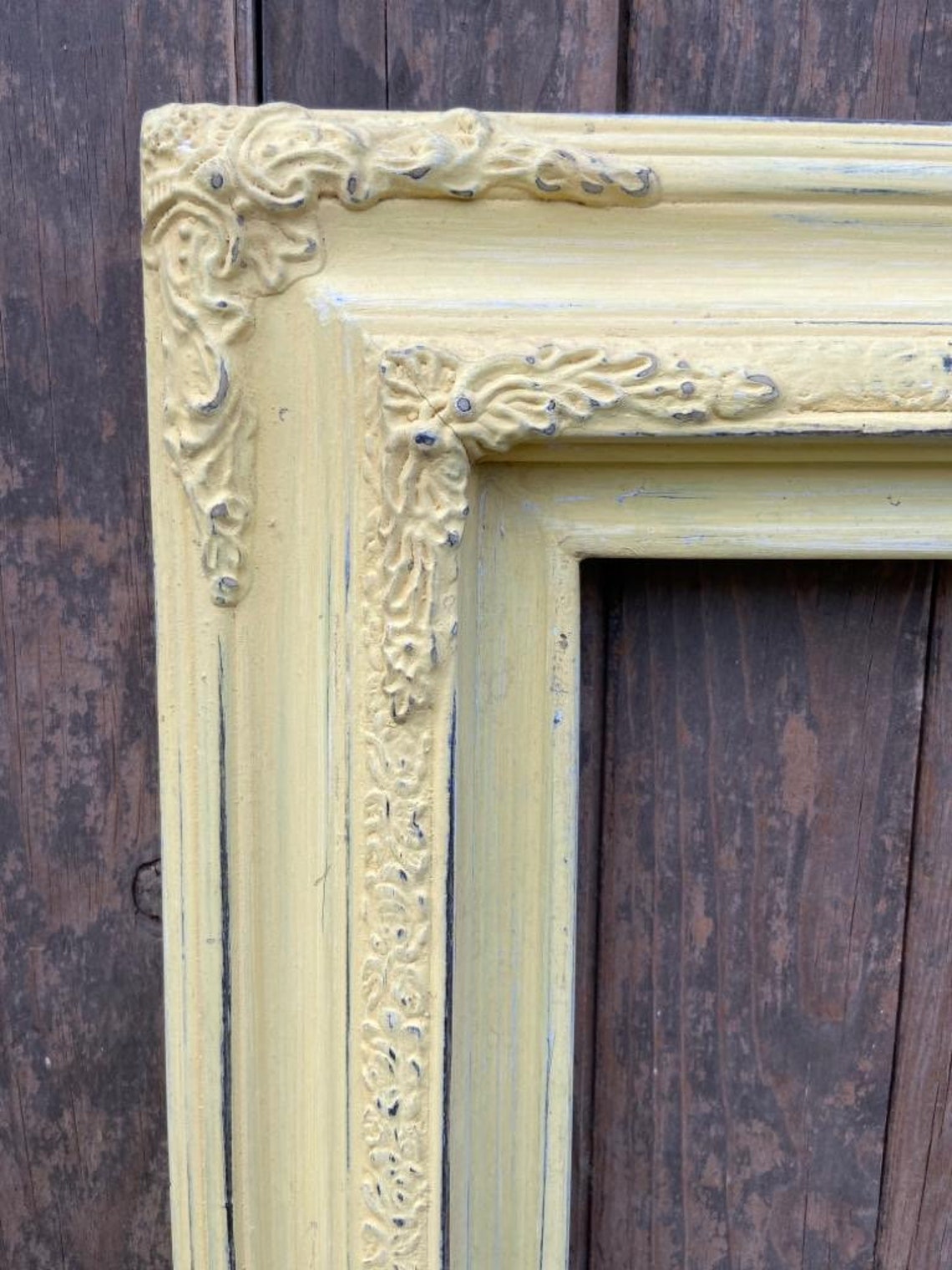 Traditional Compo Ornate Wood Frame Distressed Yellow Yellow - Etsy