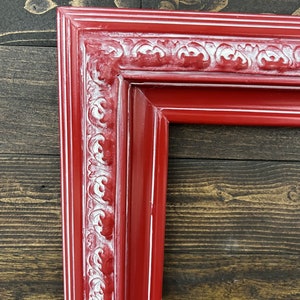 Custom Wood Frame With Compo Ornate Trim. DISTRESSED RED Frame,red ...
