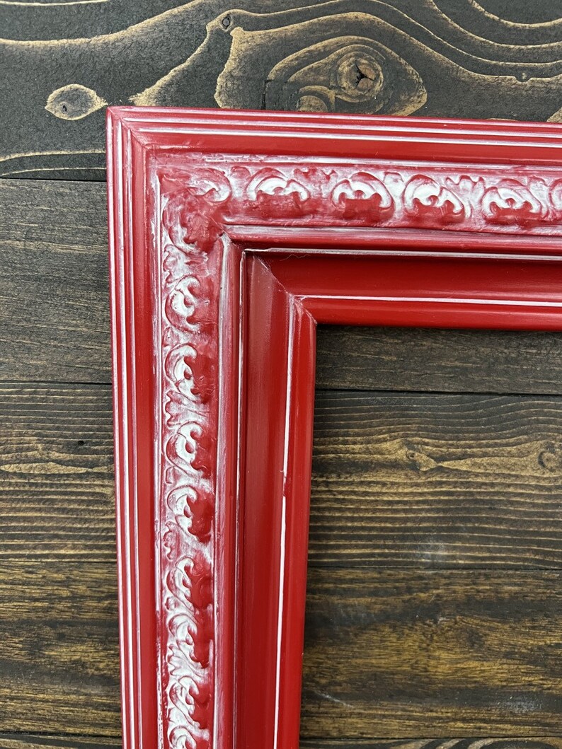 Custom Wood Frame With Compo Ornate Trim. DISTRESSED RED - Etsy