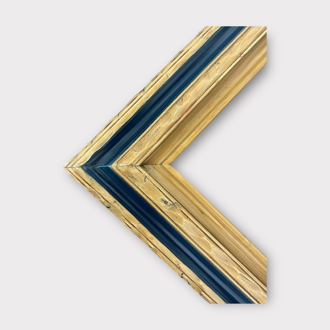 Rustic Western Style Wood Picture Frame, NATURAL FINISH With BLUE ...