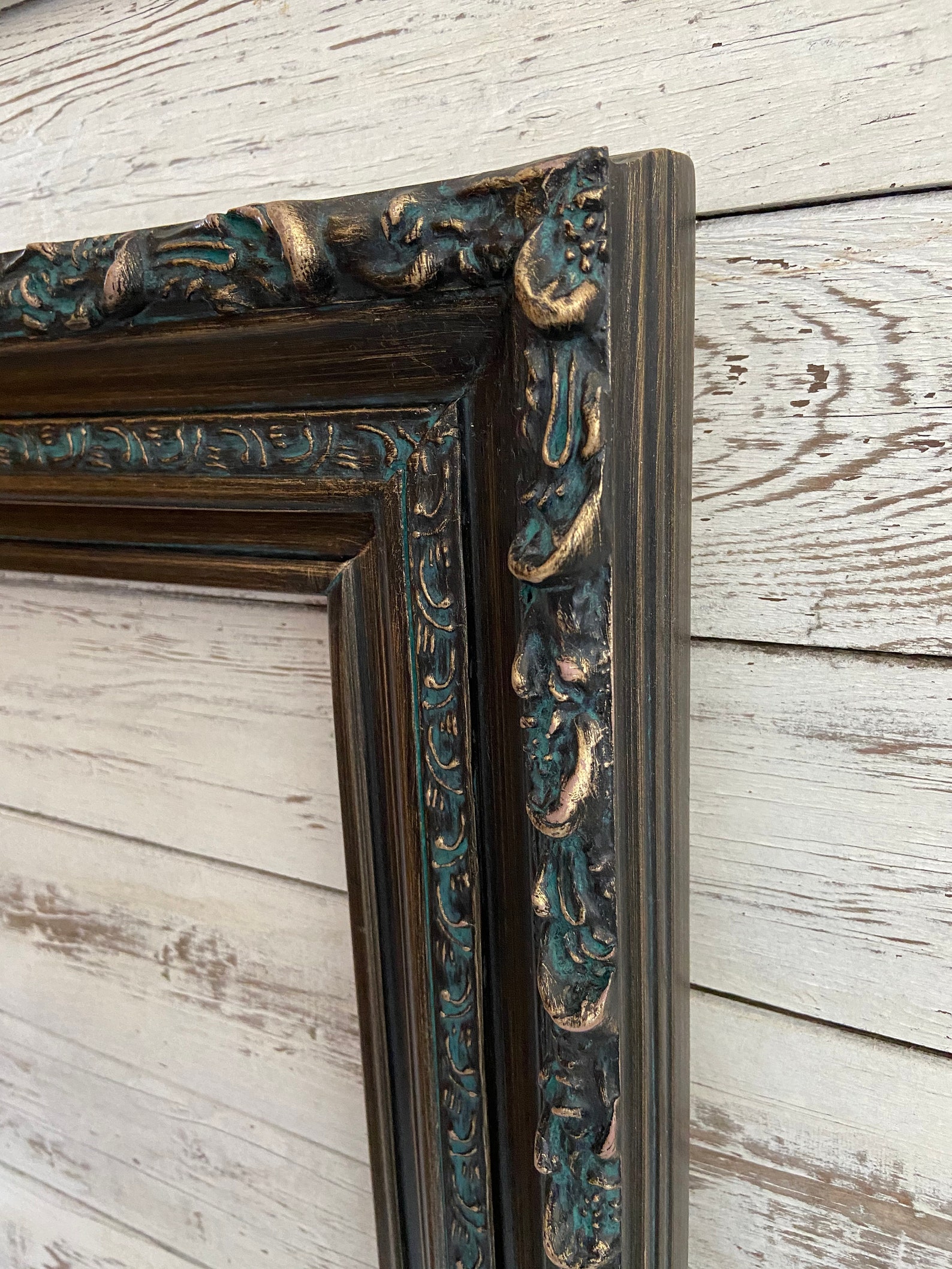 Vintage style wood picture frame with compo ornate trim. | Etsy