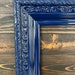Classic Wood Picture Frame, BLUE Ornate Frame, Floral Details, Antique ...