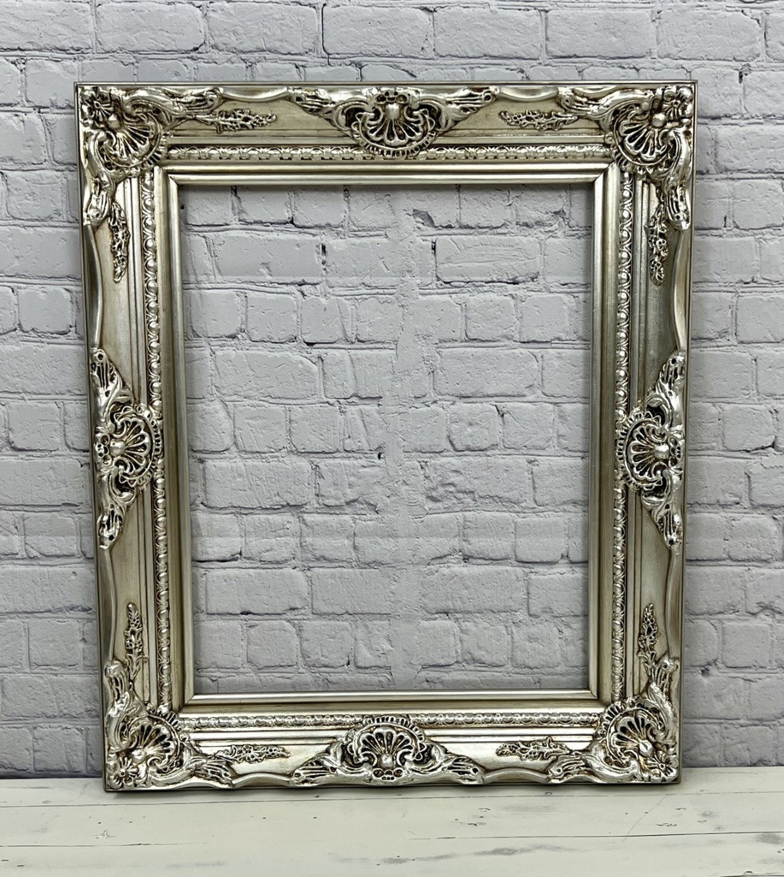 Classic Colonial Style Wood Picture Frame Silver Leaf | Etsy