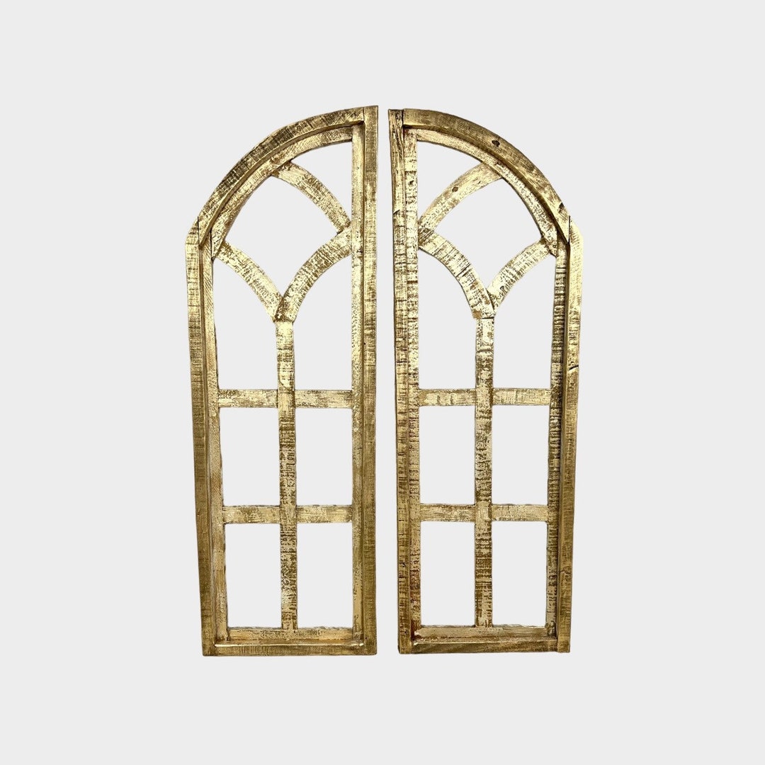 Set of 2 Rustic Curch Style Wood Windows, READY TO SHIP, Distressed ...