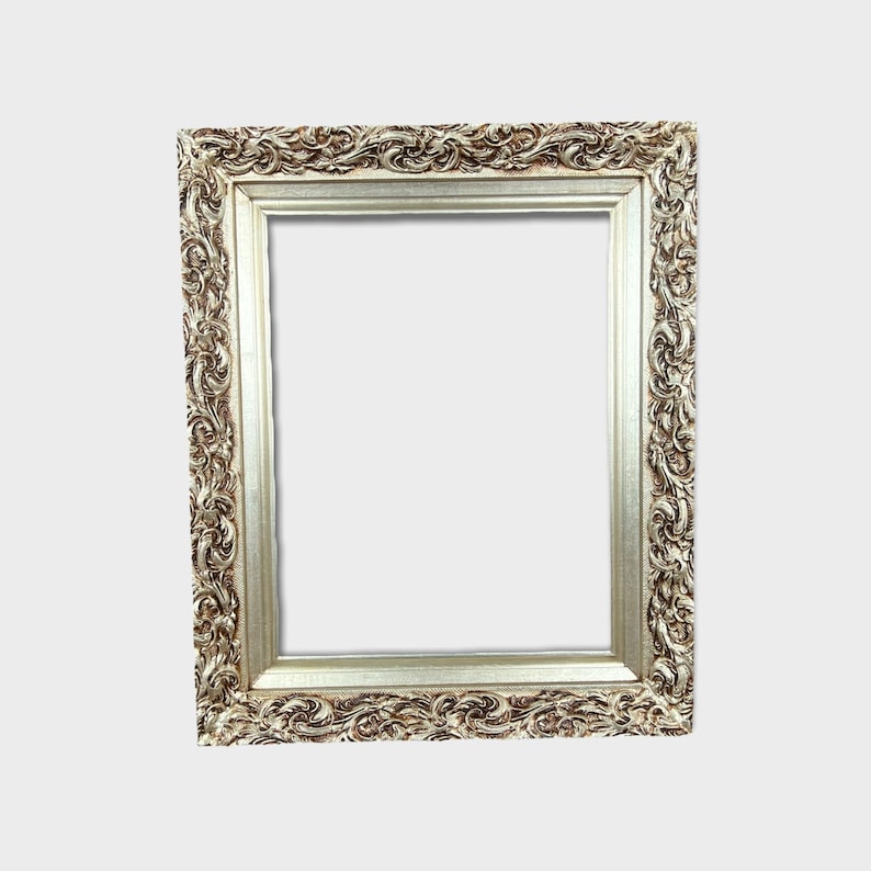 Victorian Style Wood Picture Frame, SILVER LEAF , Canvas Frame ,vintage ...