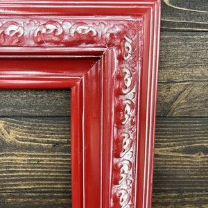Custom Wood Frame With Compo Ornate Trim. DISTRESSED RED Frame,red ...