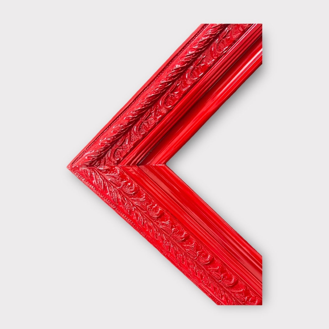 Classic Wood Picture Frame, HIGH GLOSS RED, Ornate Frame, Floral ...