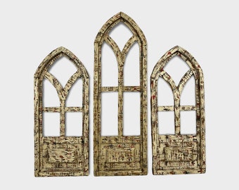Set of 3 Rustic Cathedral Wood Windowsready TO SHIP church - Etsy