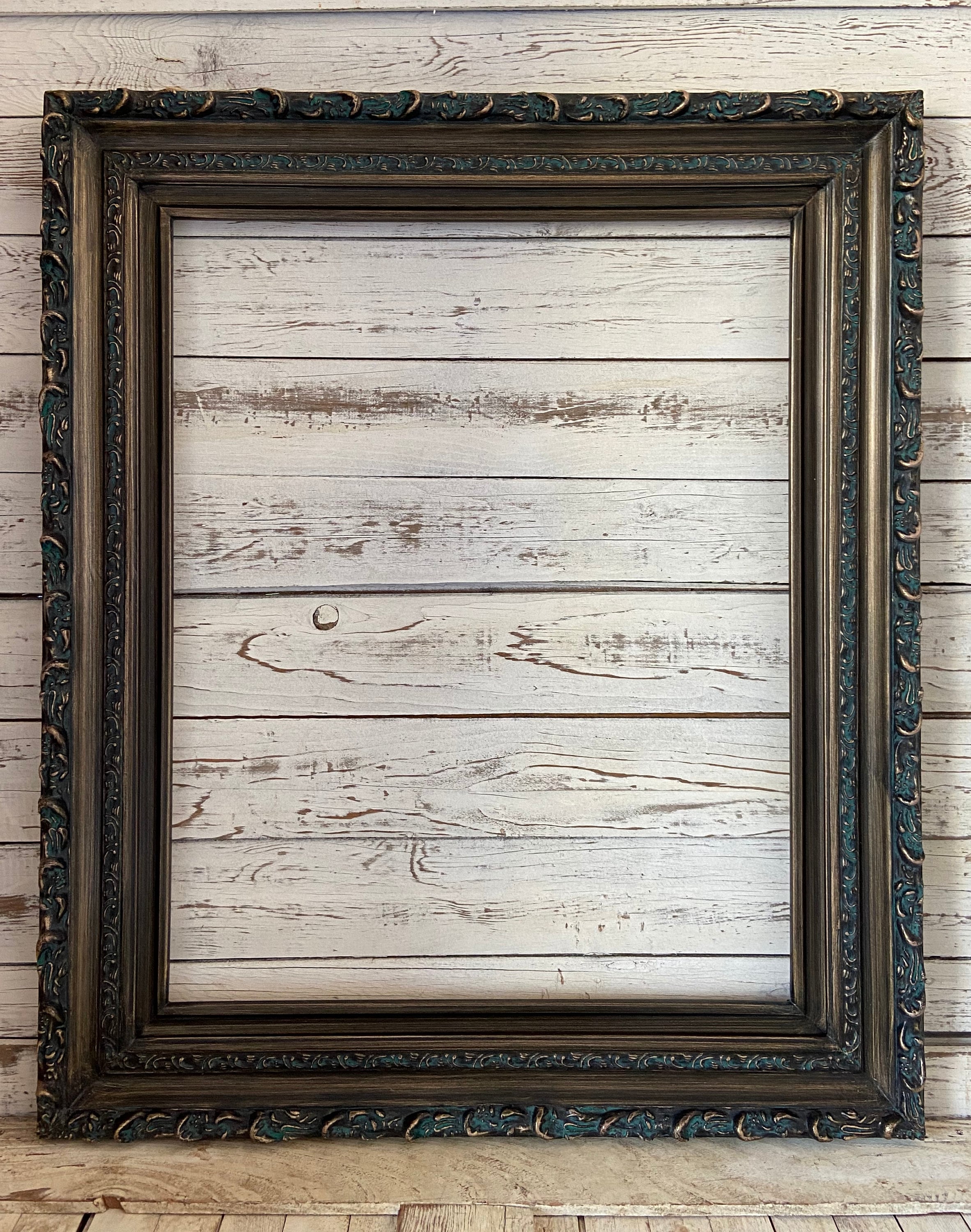 Vintage style wood picture frame with compo ornate trim. | Etsy