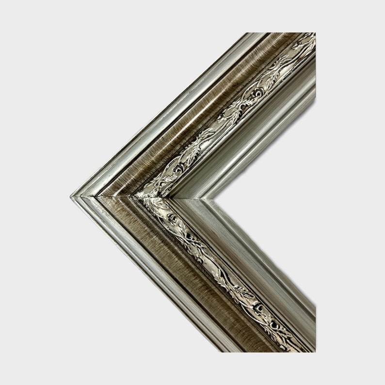 Classic Style Wood Picture Frame Brushed Silver Silver Leaf - Etsy