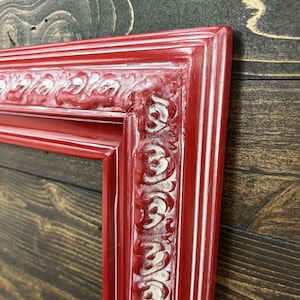Custom Wood Frame With Compo Ornate Trim. DISTRESSED RED Frame,red ...