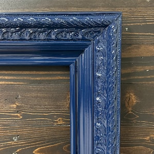 Classic Wood Picture Frame, BLUE Ornate Frame, Floral Details, Antique ...