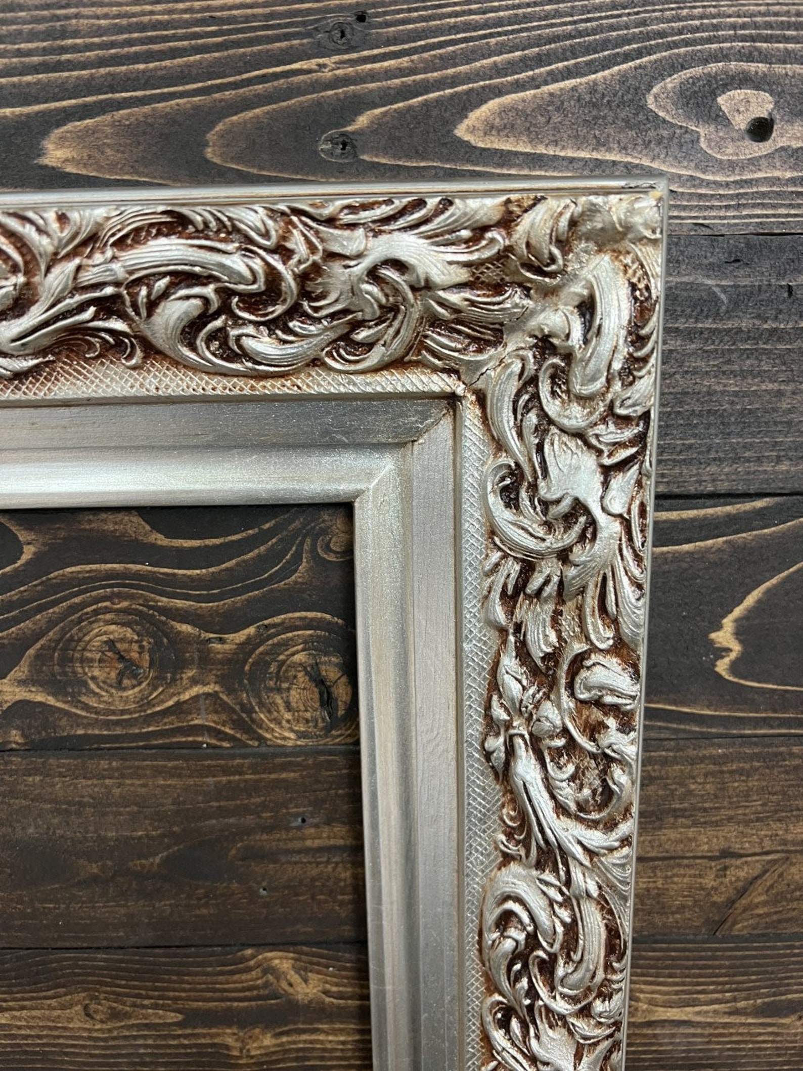 Victorian Style Wood Picture Frame SILVER LEAF Canvas Frame - Etsy