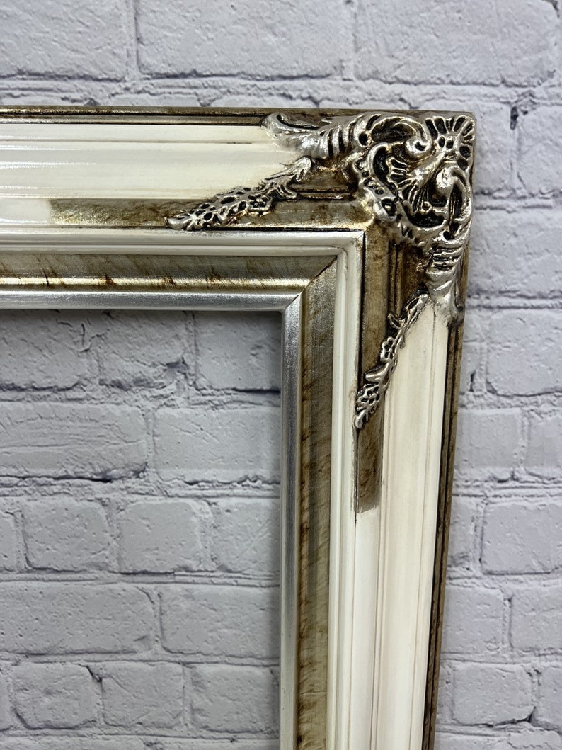 Classic Ornate Wood Frame White Frame Silver Leaf | Etsy