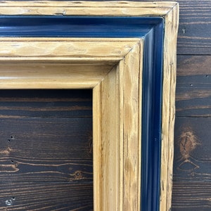 Rustic Western Style Wood Picture Frame, NATURAL FINISH With BLUE ...