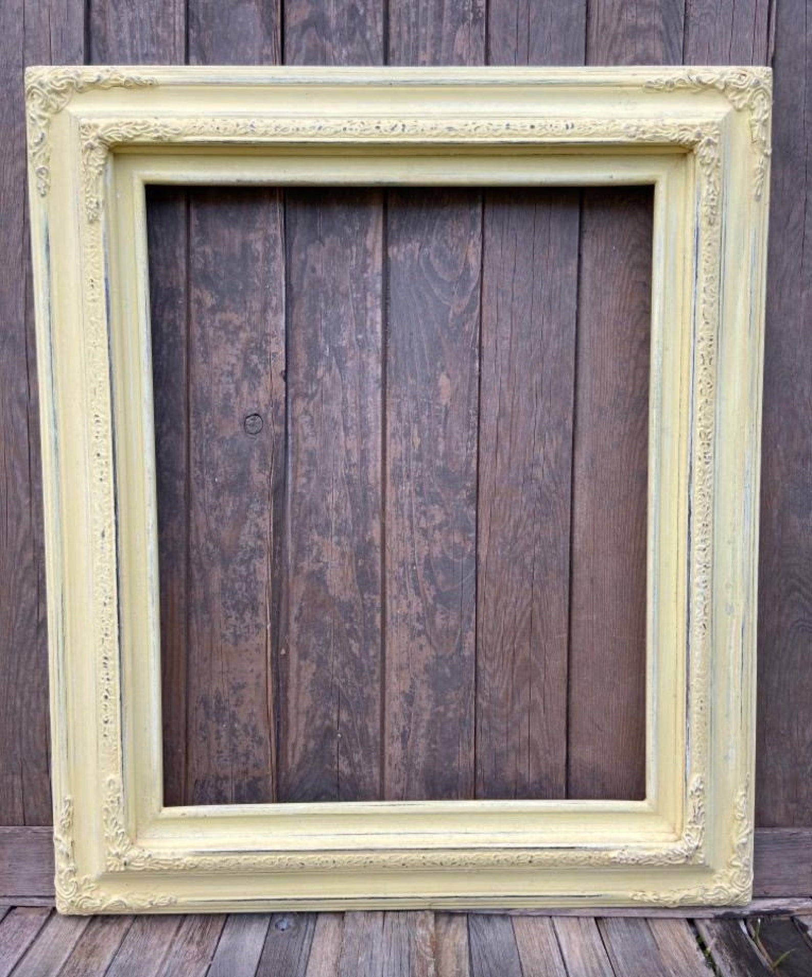 Traditional Compo Ornate Wood Frame Distressed Yellow Yellow - Etsy