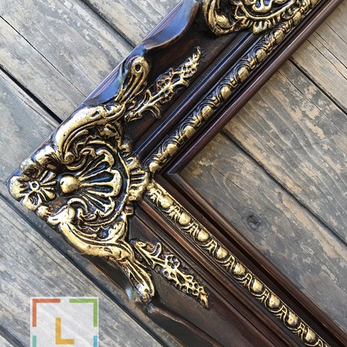 Classic Colonial Style Wood Picture Frame Dark Walnut ornate - Etsy