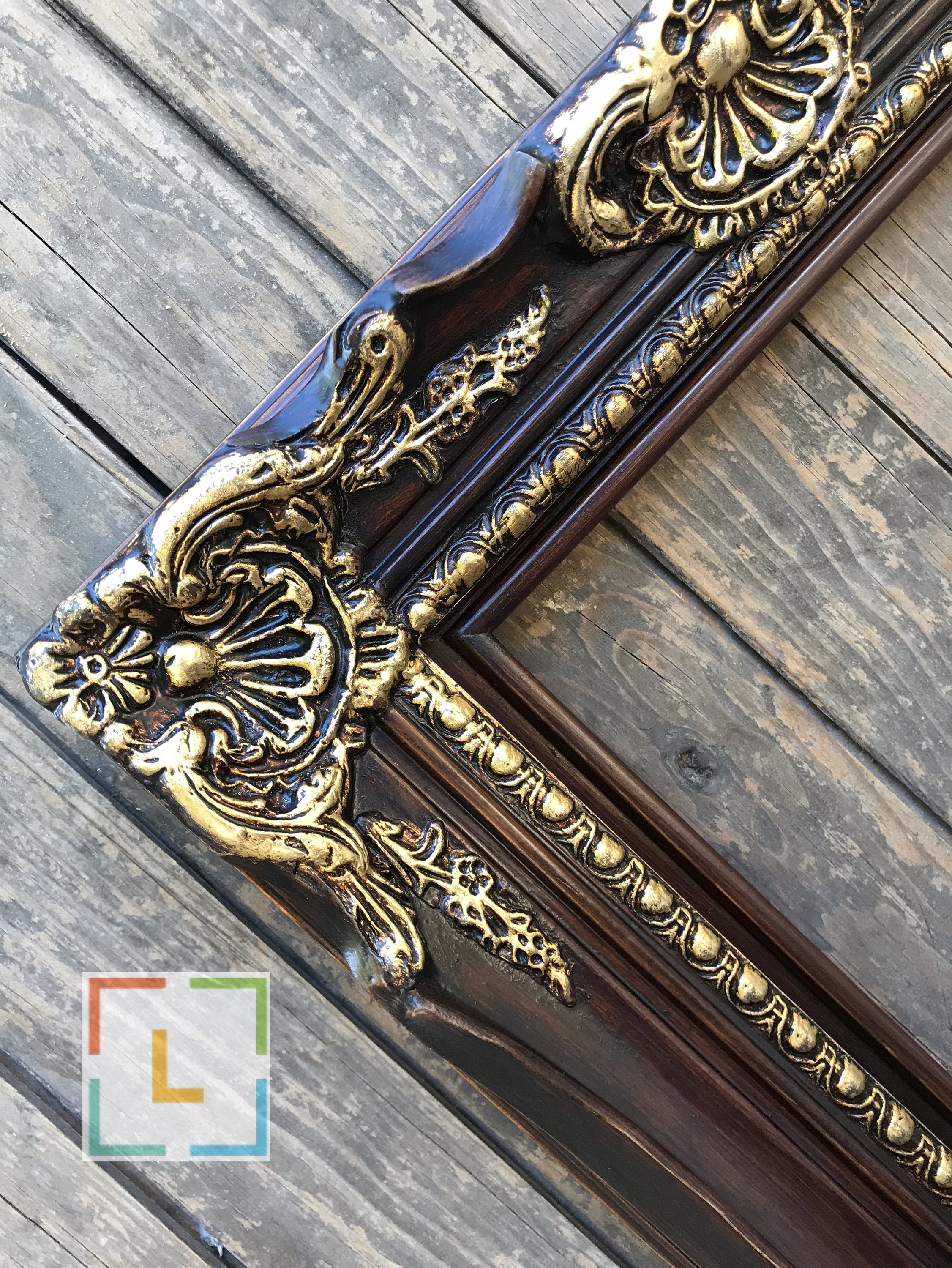 Classic Colonial Style Wood Picture Frame, Dark Walnut ,ornate Frame ...