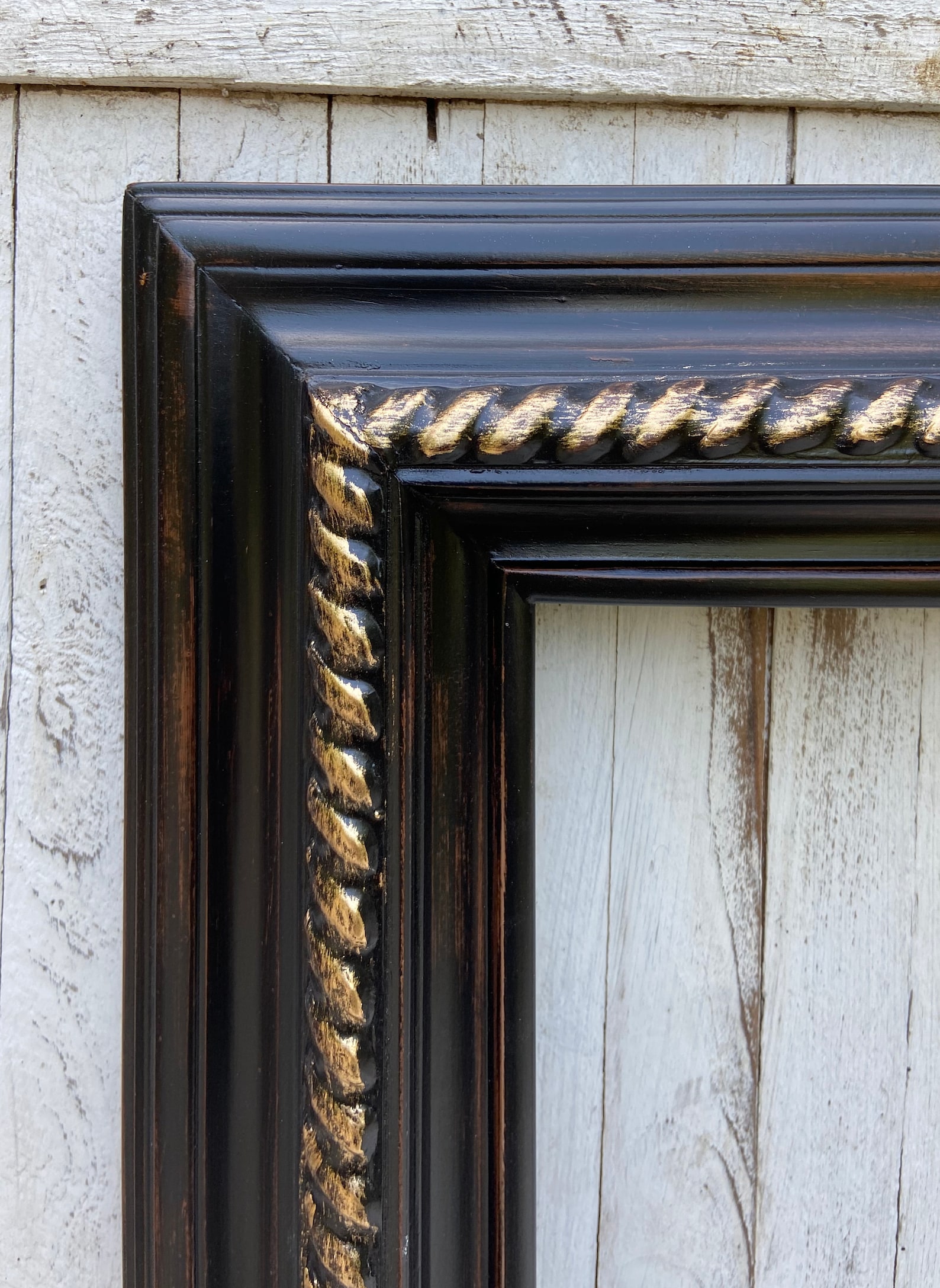 Vintage Black Picture Frame,distressed Black With Gold Accents, Antique ...