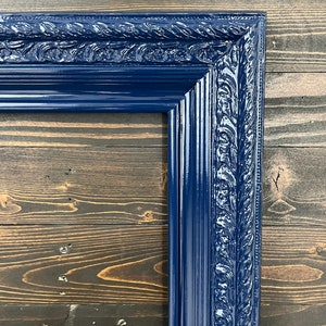Classic Wood Picture Frame, BLUE Ornate Frame, Floral Details, Antique ...