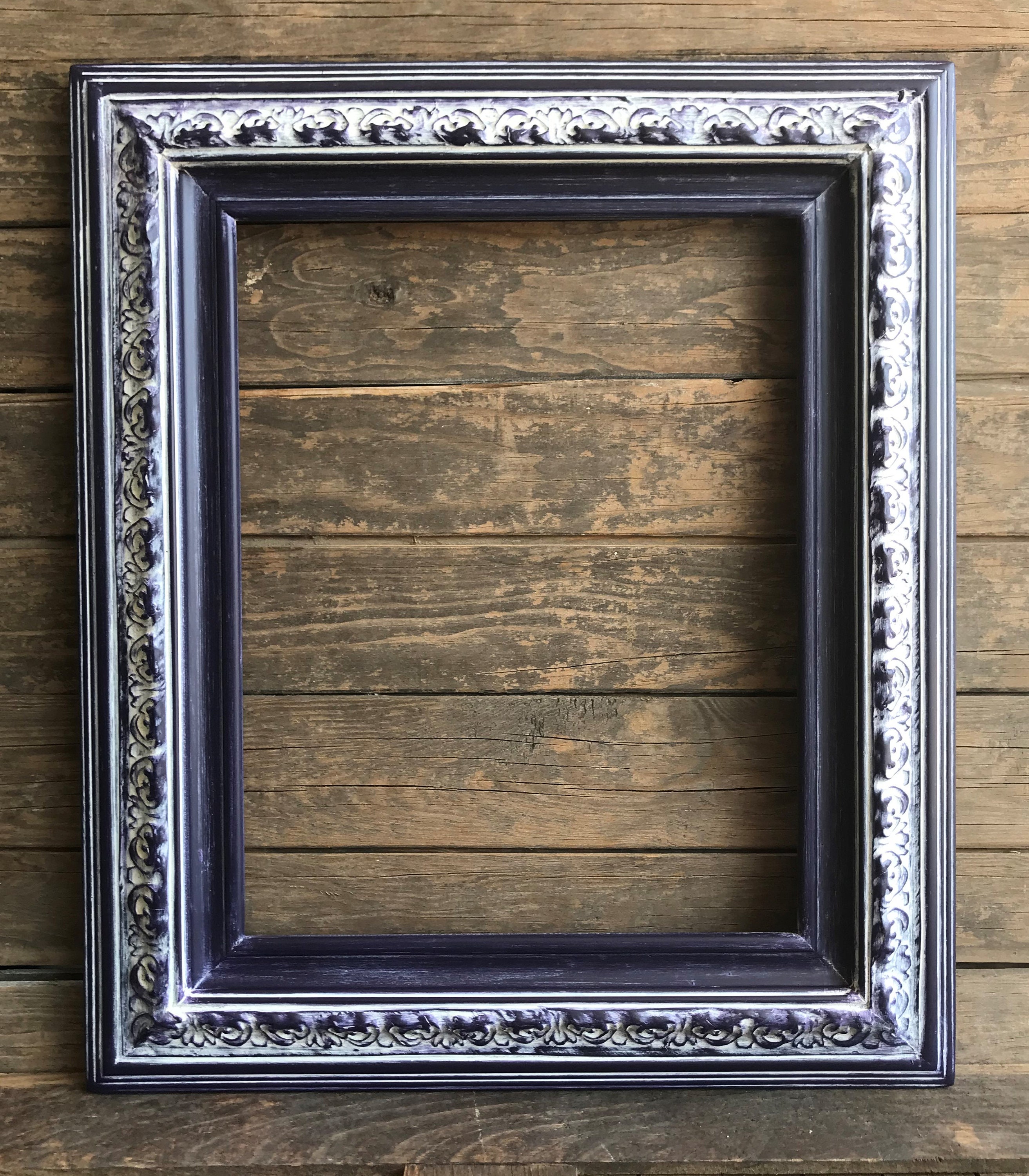 Custom Wood Frame With Compo Ornate Trim. Distressed Purple | Etsy