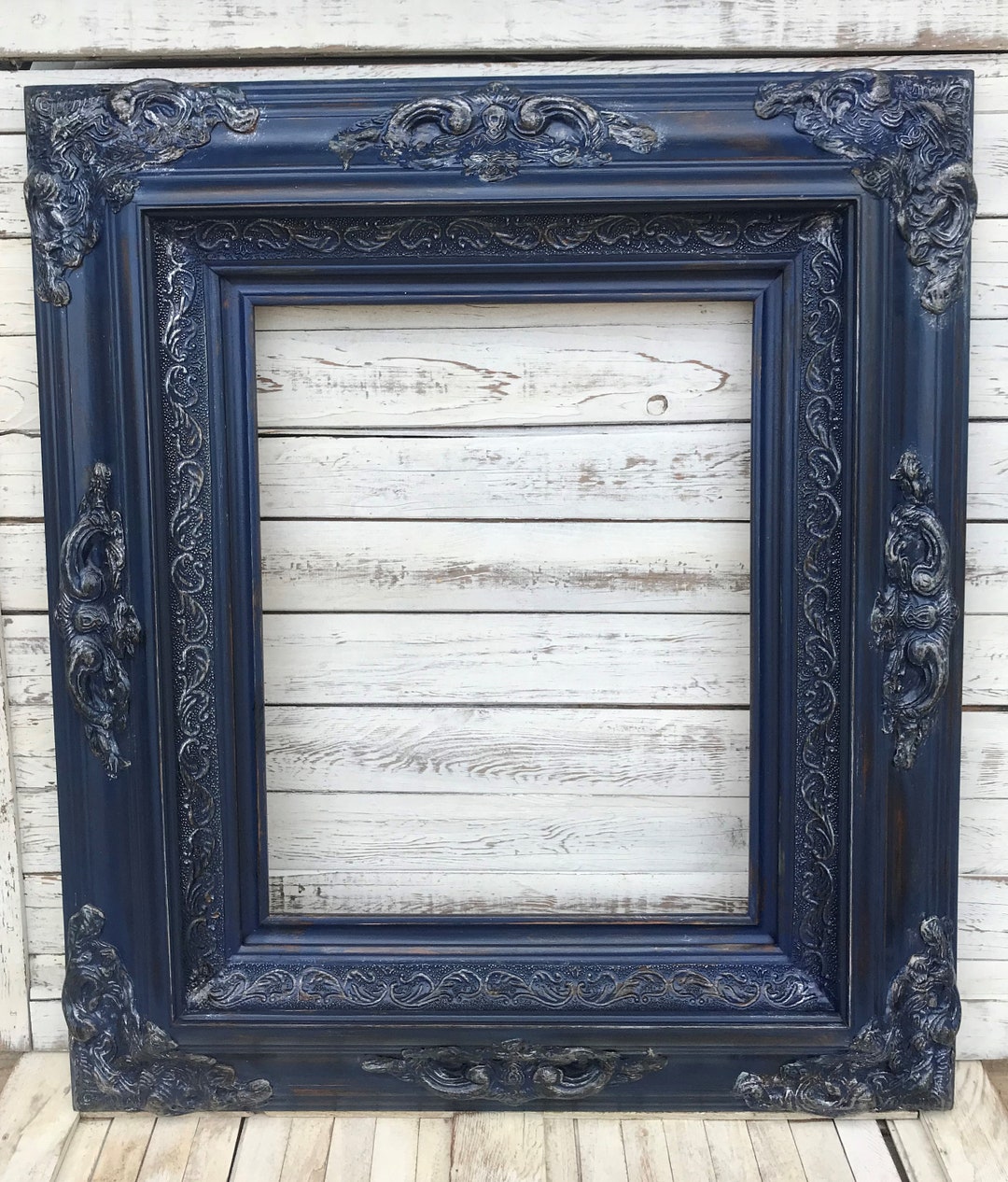 Baroque Shabby Chic Style Frame,distressed Blue, Mirror Frame,ornate ...