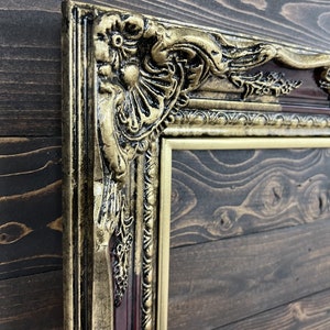 Classic Colonial Style Wood Picture Frame,dark Cherry With Gold Leaf ...