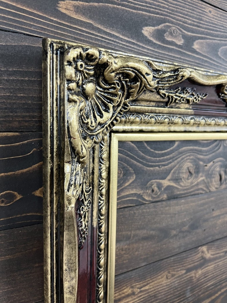 Classic Colonial Style Wood Picture Frame,dark Cherry With Gold Leaf ...